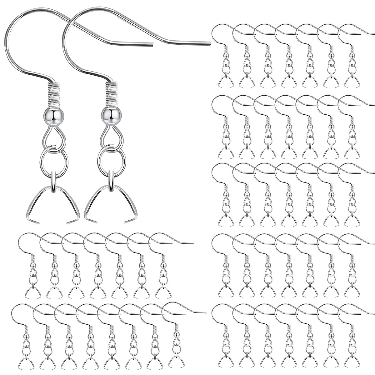 Earring Hooks 50PCS/25Pairs, Stainless Steel Ear Wires Fish Hooks, Hypo-allergenic Jewelry Findings Parts for DIY Jewelry Making