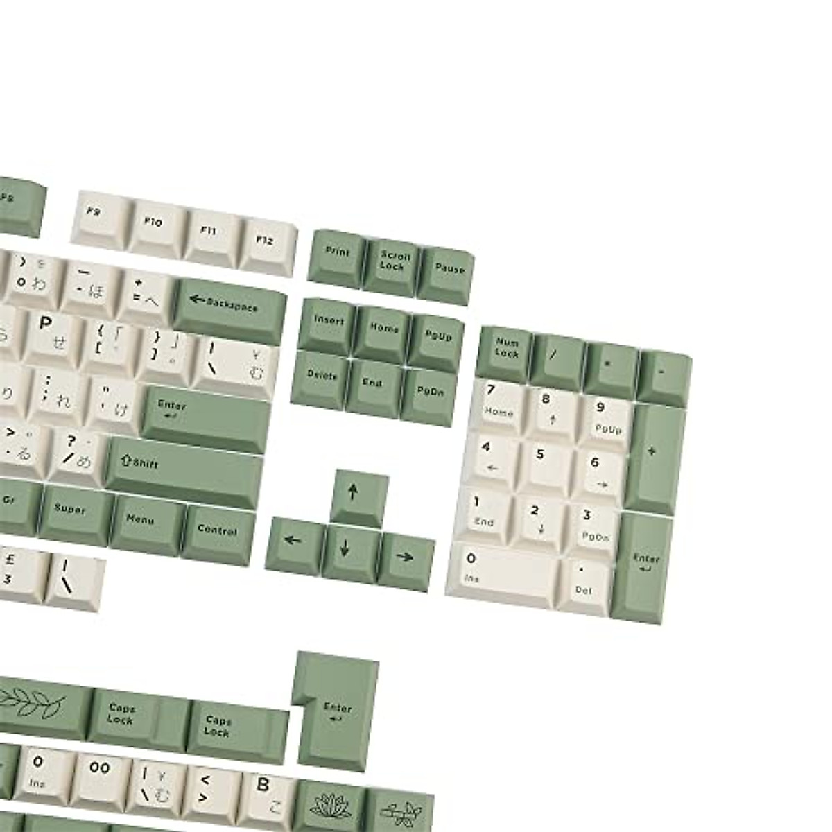 HONANA Botanical Garden Keycap Set 165 Keys Cherry Profile PBT Sublimation Japanese Keycaps for 61/68/87/96/104/108 Keys Mechanical Keyboard