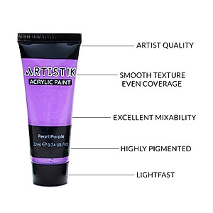 ARTISTIK Acrylic Paint Tube Set of 32-22ml Paint Tubes with 3 Brushes for Adults, Kids and Artists - Non-Toxic Artist Quality Paints for Canvas Painting, Wood Crafts, Ceramic and Art Supplies