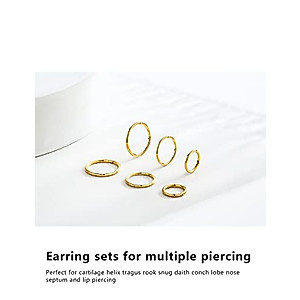 Motbegit Small Gold Hoop Earrings: 14K Gold Plated Huggie Hoop Earrings for Cartilage Helix Tragus 18g Tiny Thin Hoop Earrings for Women Men