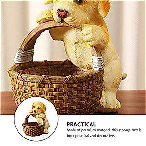 DOITOOL Jewelry Organizer Tray Dog Figurine Basket Animal Candy Storage Box Polyresin Puppy Collecting Statue Ornament for Key Small Items Remote- Control Holder (Labrador) Desk Topper