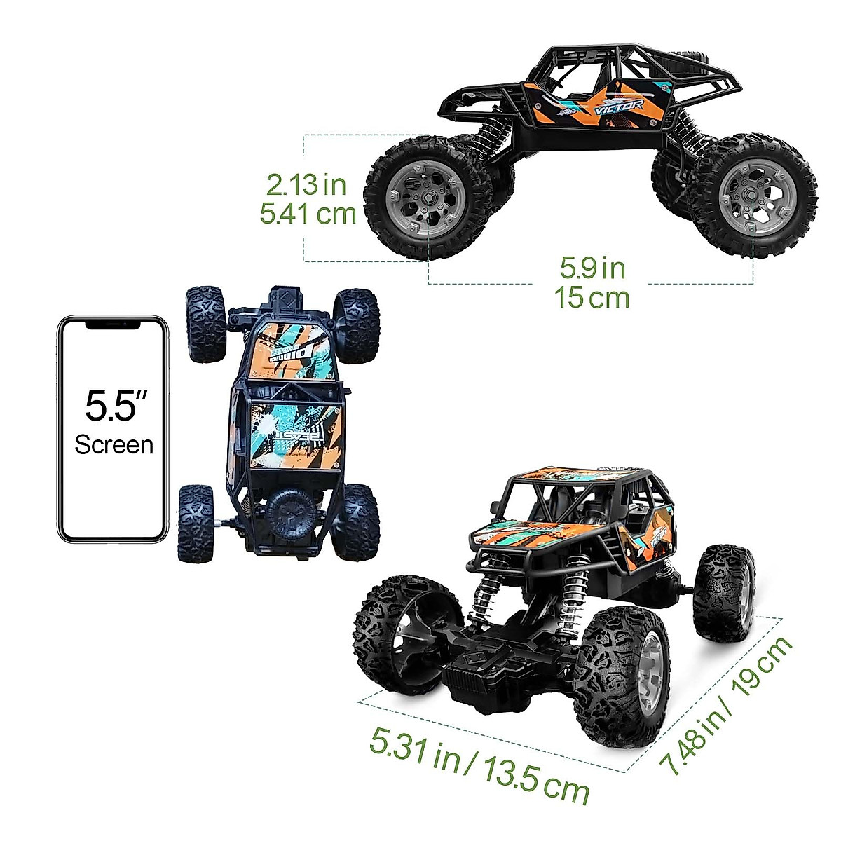 BLUECEDAR RC Racing Car, 2WD High Speed Off Road RC Car with 27 Mhz Remote Control,1:18 Scale RC Monster Vehicle Truck Crawler with One Rechargeable Battery,Gift for Kids and Adults