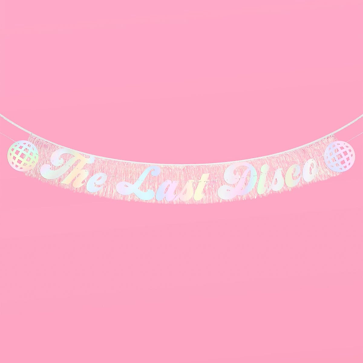 xo, Fetti The Last Disco Fringe Banner - Iridescent, 5 Ft. | Bachelorette Party Decoration, Groovy Bach, Bridesmaid Favor, Bride to Be Gift, 70s Bridal Shower Supplies, Photobooth Backdrop