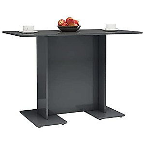 vidaXL Dining Table Home Indoor Kitchen Dining Room Living Room Office Dinner Dinette Table Desk Furniture High Gloss Black Engineered Wood