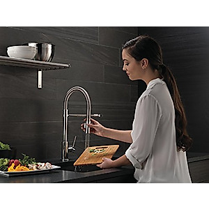 Delta Faucet Trinsic Pro Commercial Style Kitchen Faucet Chrome, Chrome Kitchen Faucets with Pull Down Sprayer, Kitchen Sink Faucet, Faucet for Kitchen Sink with Magnetic Docking, Chrome 9659-DST