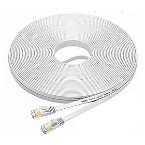 FOSTO Cat7 Ethernet Cable 40 ft,cat 7 Patch Cable Flat RJ45 High Speed 10 Gigabit LAN Internet Network Cable for Xbox,PS4,Modem,Router,Switch,PC,TV Box (40Feet, White)