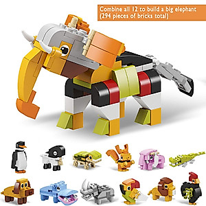 Yaye 12 in 1 Mini Building Blocks Animals, Stem Building Toy,Assorted Toy Animal,Building Blocks Stem Toys,Mini Building Blocks Sets for Kids child,Party Supplies Carnival Prizes Christmas gifts
