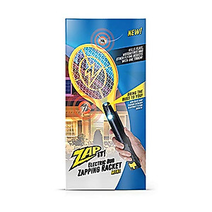ZAP IT! Bug Zapper Rechargeable Bug Zapper Racket W/ Blue Light Attractant, 4,000 Volt, USB Charging Cable