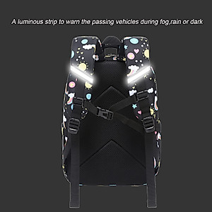 ZHIERNA School Backpack with Lunch Bag for Teen Girls,15.6’’ Laptop Backpacks, 2Pcs Set College Bookbags with Reflective Tape (Black)