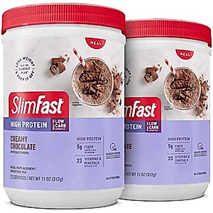 SlimFast Advanced Nutrition High Protein Meal Replacement Smoothie Mix, Creamy Chocolate, Weight Loss Powder, 20g of Protein, 12 Servings (Pack of 2) (Packaging May Vary)