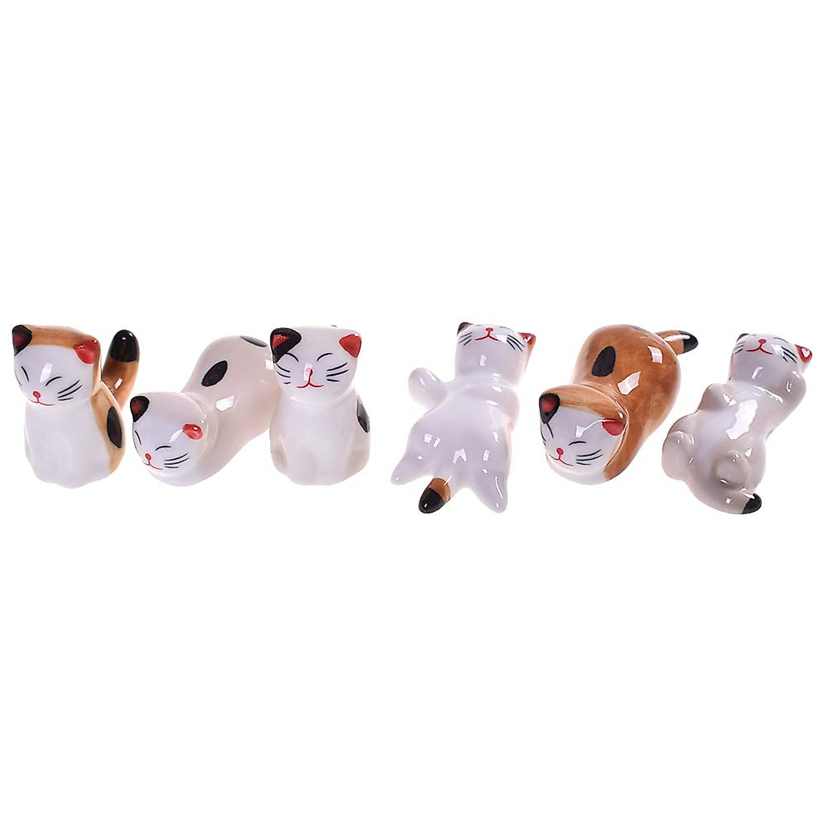 IUAQDP Set of 6 Cute Cat Chopsticks Rest Dinner Spoon Stand Knife Fork Holder Chopsticks Forks Holder Stand Chopsticks Stand Ceramic Home Decoration