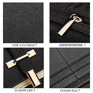 CLUCI Leather Wallet for Women Slim Designer Trifold Ladies Credit Card Holder Black