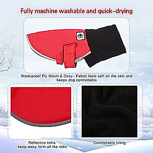 Chihuahua Winter Coat Waterproof Small Dog Puppy Winter Coats Fleece Jackets,Reflective Dog Clothes Warm Dog Cold Weather Coat for Chihuahua Small Medium Large Puppy Dogs Pink Red