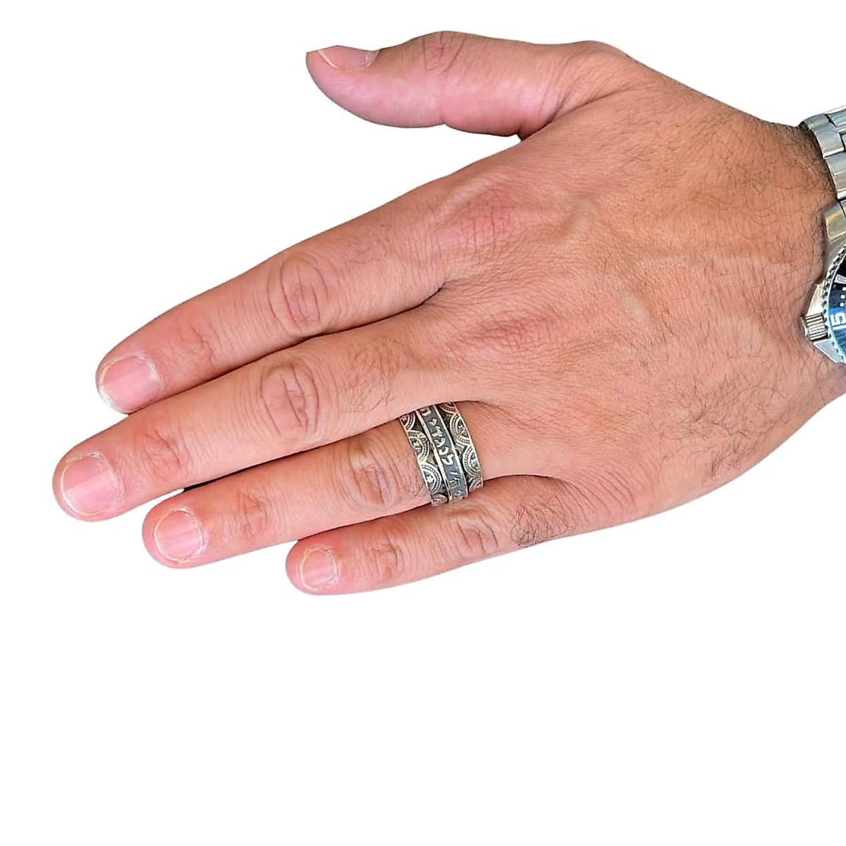 Baltinester Handmade Hebrew This Too Shall Pass Meditation Spinning Barrel Ring in 925 Sterling Silver Jewish Jewelry Size 7 Jewelry