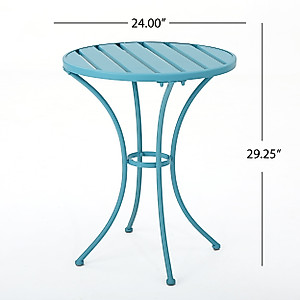 Christopher Knight Home Colmar Outdoor Iron Bistro Set, 3-Pcs Set, Matte Blue