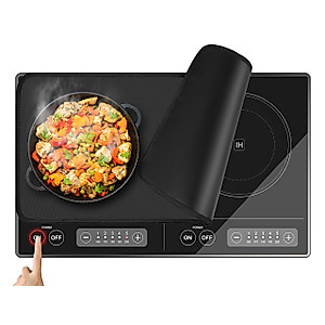 Amerbro Fireproof Induction Cooktop Protector - 23.5 x 11.5in (Magnetic) Induction Cooktop Mat for Electric Induction Stove - Heat Resistant & Waterproof - Prevent Scratches and Burns - Black
