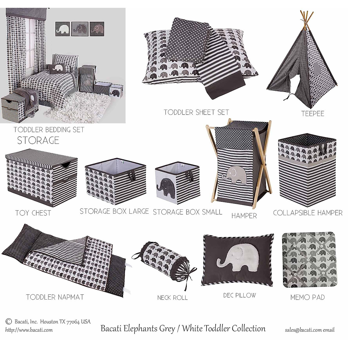 Bacati Elephants Unisex Activity Gym with Mat, Grey