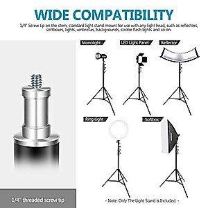 Neewer Heavy Duty Light Stand, Aluminum Alloy 13ft/4m Adjustable Photography Tripod Stand with Built-in Spring Cushion and 1/4” Screw for Studio LED Light, DSLR Camera, Max Load: 22lb/10kg - Black