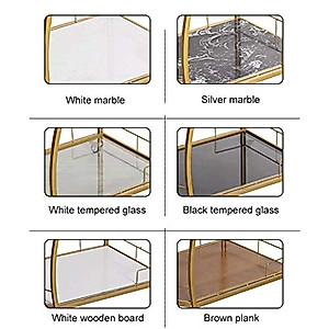 TEmkin Bar Cart Bottle Wine Rack,All Purpose Shelving, 3 Tier Serving Trolley, Metal Mesh Storage Units (B Brown Wooden Board) (A Brown Wooden Board)