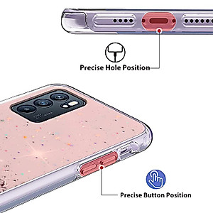 Compatible with Oppo Reno 6 5G Case Glitter Clear Green,Oppo Reno 6 5G Phone Case Silicone Transparent Soft TPU Women Girls Shockproof Protective Slim Cover (Pink)