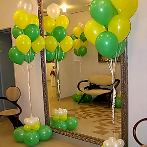 Green and Yellow Balloons, 12 Inch Matt Green Yellow White Yellow Green Confetti Balloons Latex Balloons Helium for Birthday Party Graduation Class of 2024 Tractor Party Decorations