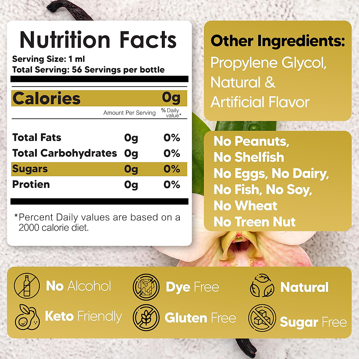 Dolce Flav Vanilla Extract 2 oz – Kosher, Sugar-Free, Concentrated Vanilla Flavoring for Baking, Cookies & Desserts, Includes Measured Dropper