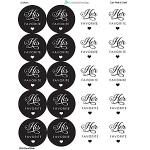 1.9 Inch His Favorite Her Favorite Black White Stickers Wedding Favors Decoration 60 Labels
