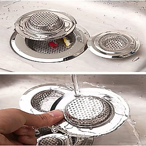 Drain Hair Catcher,Drain Stoper,Shower Drain Cover for Bathtub, Kitchen Sink Strainer, Stainless Steel Bathroom Sink, Drain Stopper with (2 PCS,4.5 in)