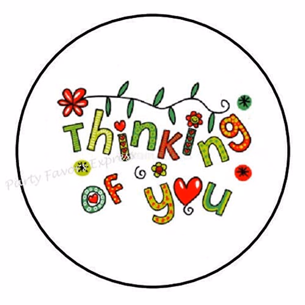 48 Pcs 1.2" Inch Thinking of You Stickers - Thinking of You Flower Stickers - Thinking of You Stickers for Envelope Seals Labels - D #AA61RK