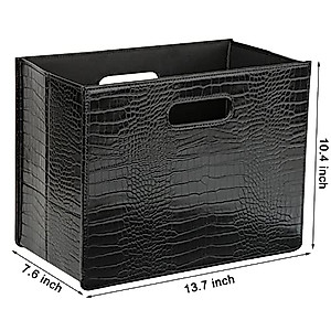 HofferRuffer Magazine Basket Holder, Foldable Magazine Rack, Document File Holder Organizer, File Folder, Newspaper Storage Bin Organizer for Home or Office, Home or Office (Black)