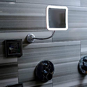 Fancii Chrome Gooseneck Attachment with Locking Suction Cup, For Luna, Mira and Maya LED Mirror Series (Mirror Not Included)