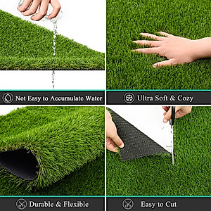 Vaukki Artificial Grass Mat 0.98" (25mm) Pile Height, Turf Grass Outdoor Mat for Entrance, Fake Grass Pee Mat for Dogs, Grass Doormat for Entryway, Front Door, Pets, Patio and Deck, 36''x59''