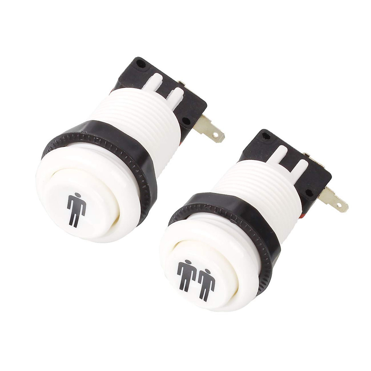 Fosiya 7X Arcade Buttons 30mm Happ Type Standard Push Buttons Switch with 20cm Cable for Arcade Joystick Arcade1up Games Console (Black)