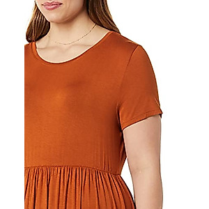 Amazon Essentials Women's Short-Sleeve Waisted Maxi Dress (Available in Plus Size), Terracotta, XX-Large