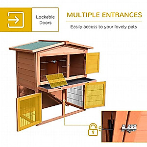 Pawhut 40" Wooden Rabbit Hutch Small Animal House Pet Cage