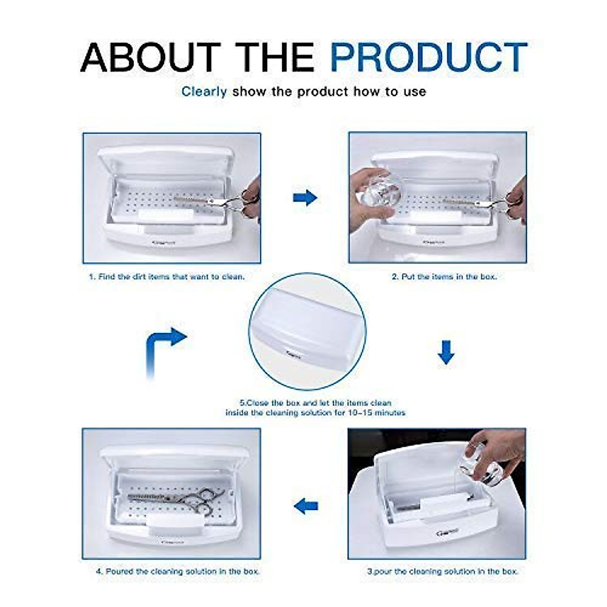 Gusnilo Nail Art Tools, Plastic Storage Box for Nail Tools,Manicure Tool, Tweezers, Hair Salon, Spa and Trimmer Manicure Equipment (1 piece, White)