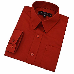 Big Boy's Long Sleeves Solid Dress Shirt #JL32 (10, Red)