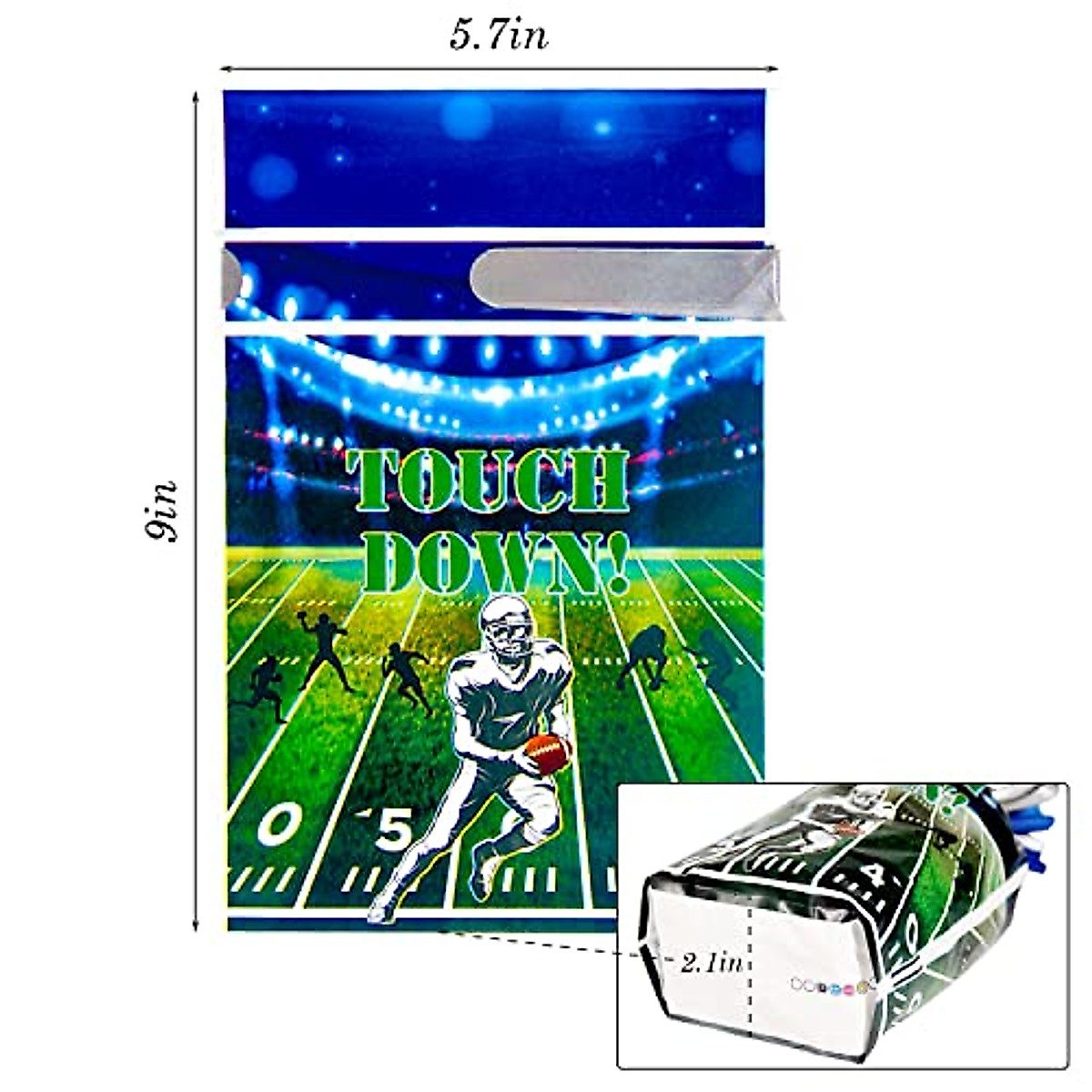 GITMIWS 40pcs Football Party Favors Bags-9'' Football Drawstring Bags Candy Goodies Plastic Drawstring Gift Bags for Rugby Football Themed Party Ideas Boys Kids Decoration Supplies(2 styles, Deep Blue)