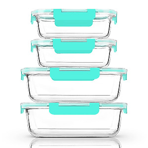 [80 oz & 36 oz]Extra Large Glass Food Storage/Baking Containers Set with Locking Lids, 2 Pack 80 oz(10 cup)&2 Pack 36 oz (4.5 cup)Airtight Glass Container,Microwave,Oven,Freezer and Dishwasher