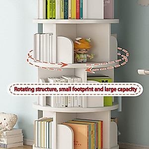 BYERZ Rotating Bookshelf, Small Book Shelf for Small Spaces, 360 Rotating Bookshelf Storage Rack, Wood Narrow Book Shelf Organizer for Bedroom, Living Room Book Shelves, Pink