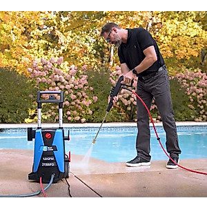 AR Blue Clean BC383HSS Electric Pressure Washer-2150 PSI, 1.6 GPM, 13 Amps Quick Connect Accessories, Telescopic Handle, On Board Storage, Portable Pressure Washer, High Pressure, Car Washer, Patio