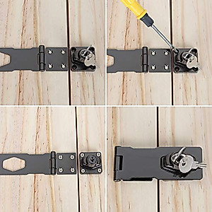 2 Pack 4 Inch Keyed Hasp Locks, Safety Hasp Locks with Keys, Cabinet Twist Knob Keyed Locking Hasp with Screws, Metal Safety Hasp Latches for Small Door Cabinet Drawers