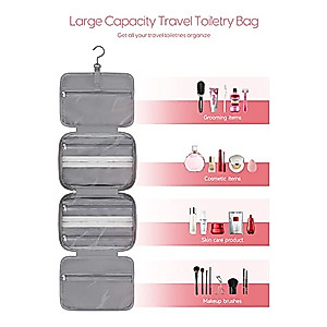 Morfone Travel Toiletry Bag with Leak Proof Bottles, Hanging Travel Makeup Organizer with TSA Approved Cosmetic Bag Portable Travel Bags for Toiletries Accessories Container Shampoo Conditioner