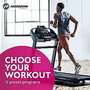 Horizon Fitness T202 Foldable Treadmill Running Machine with Incline, Fitness & Cardio, Lightweight Folding Treadmill with Bluetooth Speakers, EasyDial Controls, Tablet Holder, 325lb Capacity