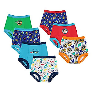 Disney Boys Mickey Mouse Pants Starter Kit With Stickers & Tracking Chart Sizes 18m, 2t, 3t, 4t Baby And Toddler Potty Training Underwear, 7-pack Training Pant, 3T US