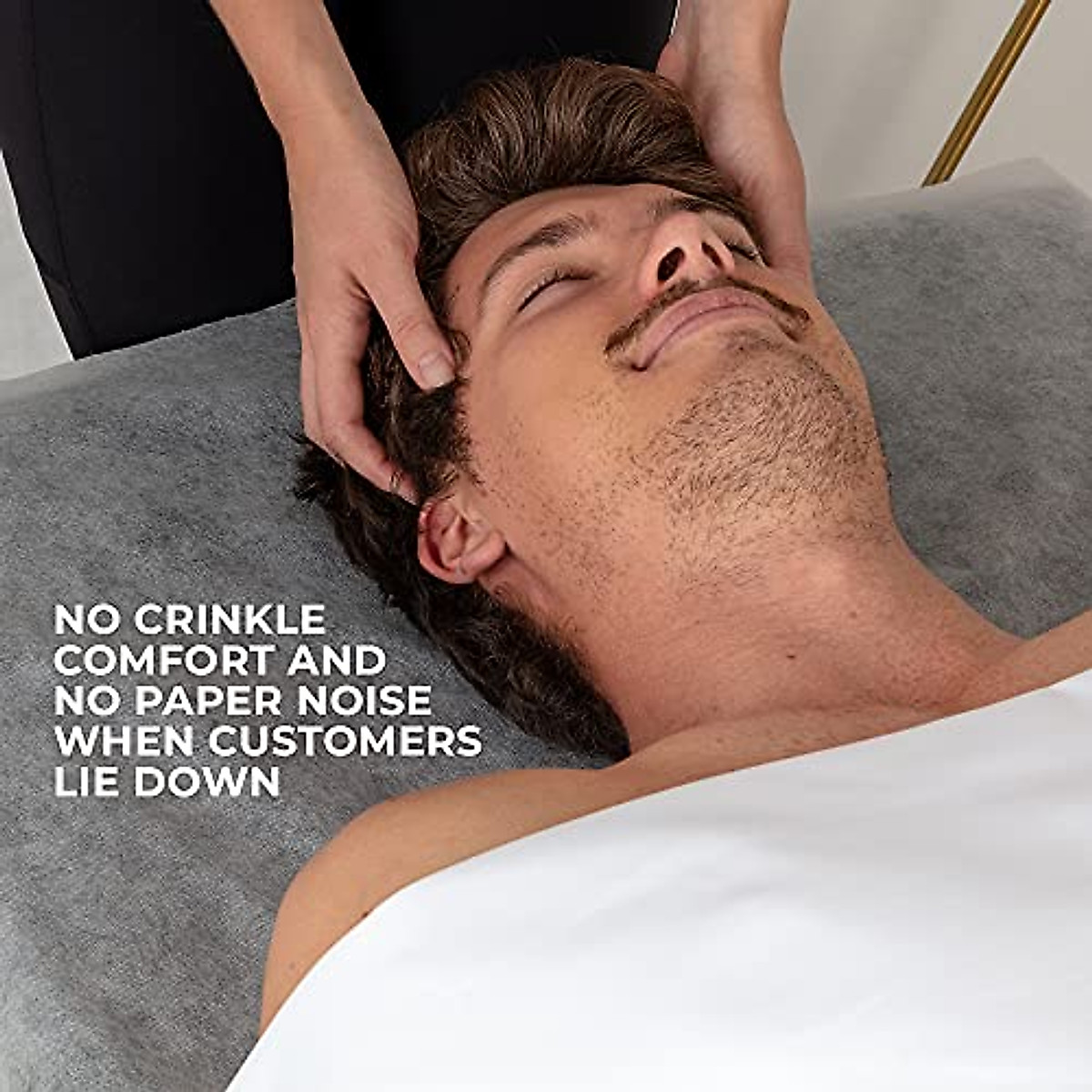 MASERTIO Disposable Massage Table Sheets - 60 Sheets Per Roll - Recyclable Nonwoven Fabric Disposable Bed Sheets for Massage, Tattoo, SPA - No-Crinkle Massage Sheets - 31.5 x 71 Inches (1 Roll)