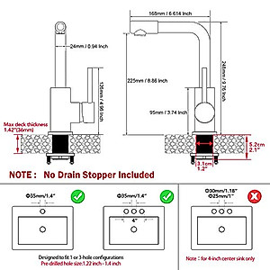 Hoimpro 360° Rotate Spout Single Handle Wet Bar Sink Faucet,Single Hole Bathroom Lavatory Faucet,Rv Small Bathroom Sink Faucet,Bar Vanity Faucet, Stainless Steel/Brushed Nickel (1 Or 3 Hole)