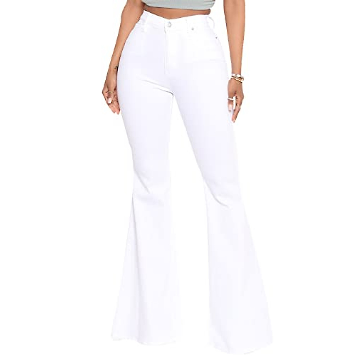 YouSexy Women's Flare Bell Bottom Jeans Destroyed Flare Denim Pants 70s Outfits for Women