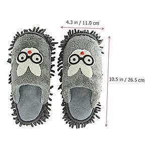 ULTECHNOVO 3 Pairs Mop Slippers Microfiber Mop Sock Slippers Floor Cleaner Mop Floor Mop Slippers Plush Mop Slippers Mops for Floor Cleaning Chenille Grey Cartoon Mopping Slipper Washable Rag