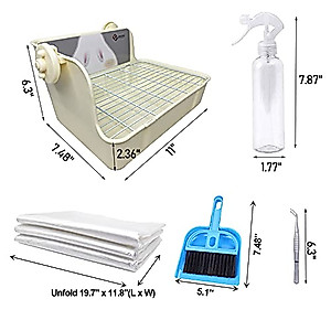 kathson Rabbit Litter Box Toilet, Bunny Potty Trainer Corner Litter Pan Small Animal Disposable Liner Bedding Supplies for Guinea Pigs, Chinchilla, Ferret, Gerbil (White)